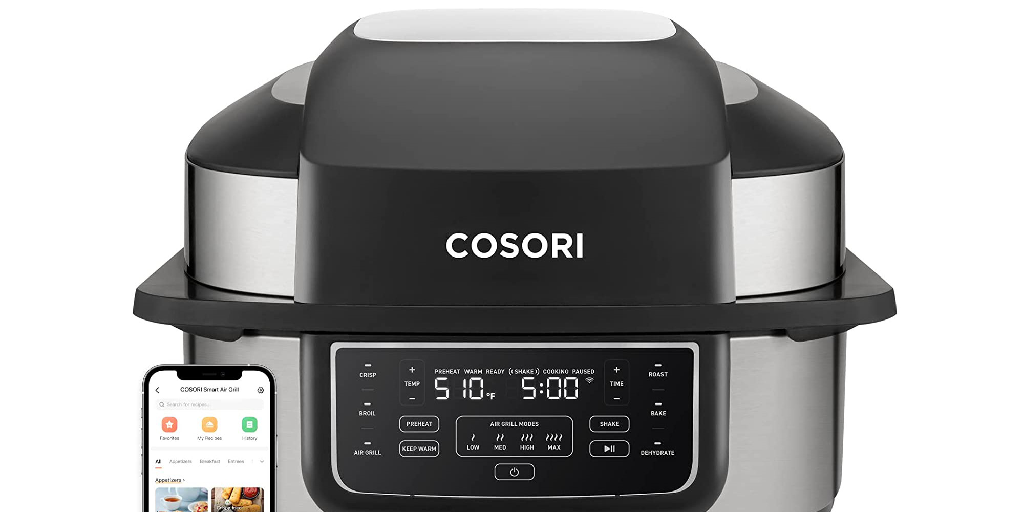 COSORI's smart Alexa-ready indoor grill and air fryer matching Amazon ...
