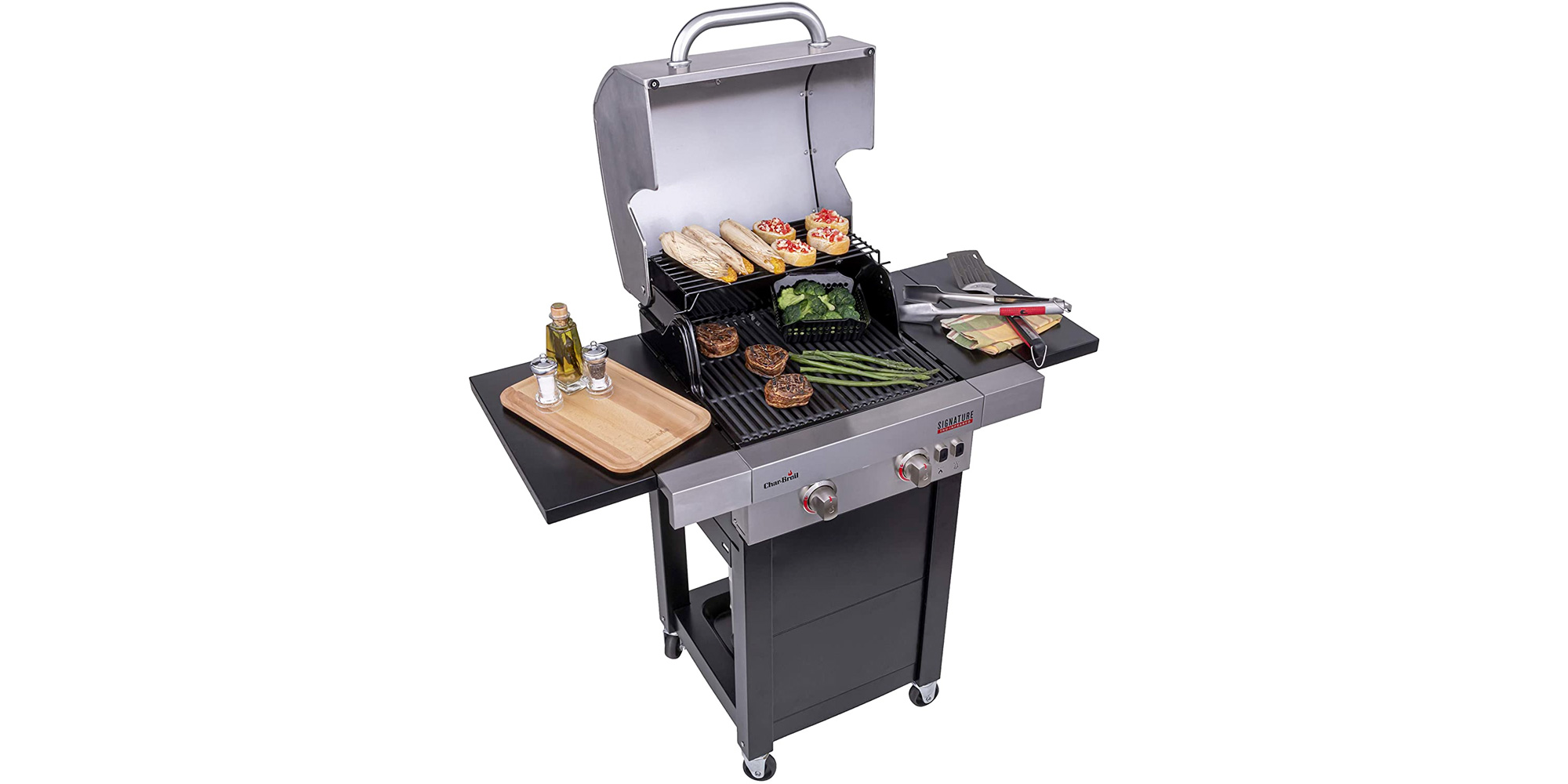 Char-Broil 2-burner TRU-Infrared grill and Royal Gourmet flat top ...
