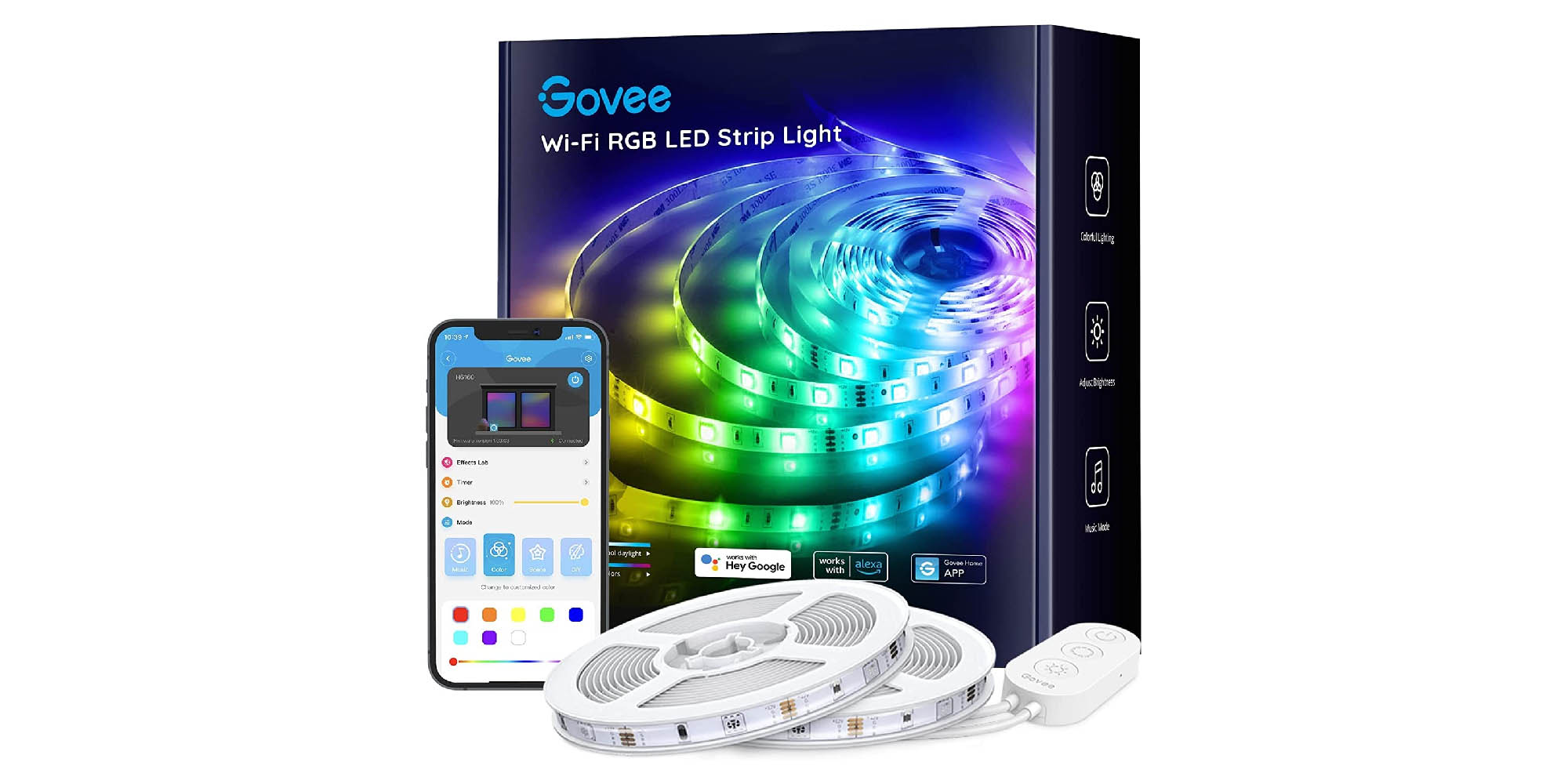Govee's dual 16.4-foot rolls of Wi-Fi RGB LED Light Strips work with ...