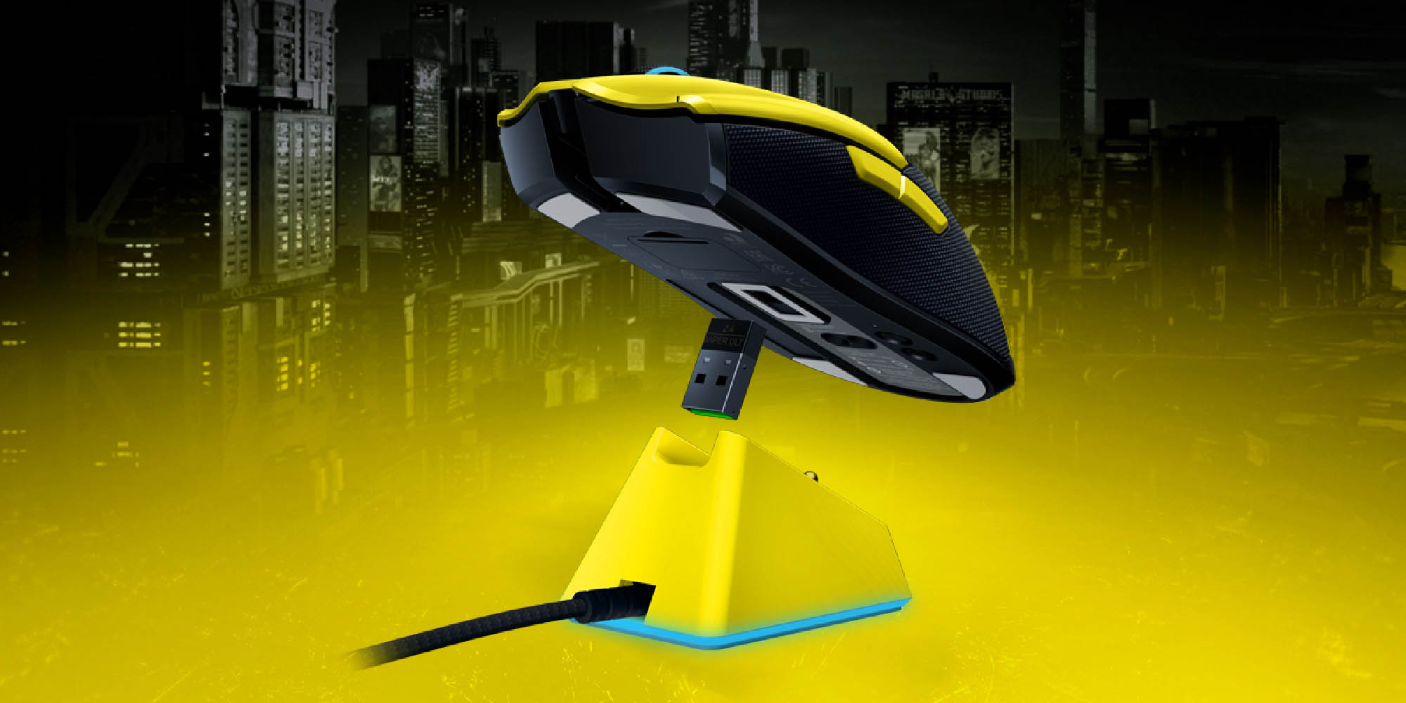 Razer's Cyberpunk 2077 Edition Viper Ultimate Wireless Mouse and Dock ...