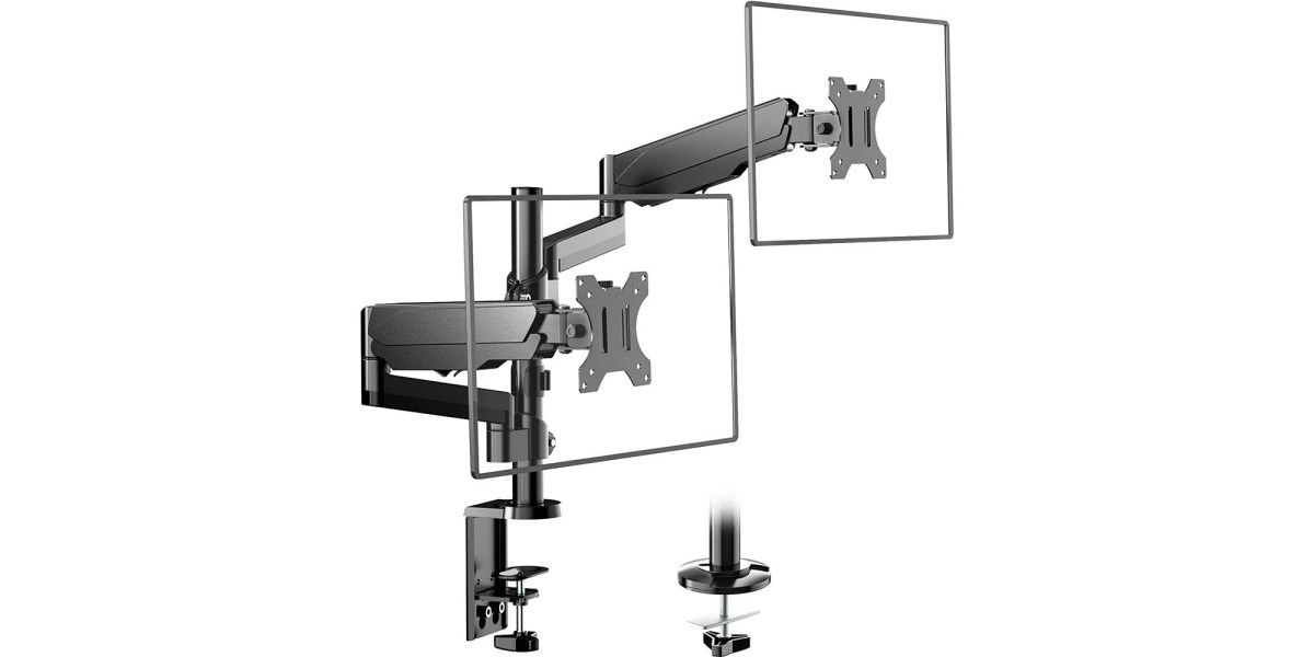 Wali's Premium Dual Monitor Desk Mount uses independent gas springs for ...