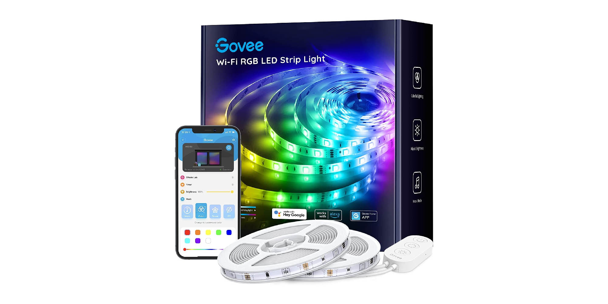 Grab two 16.4-foot spools of Govee's Smart Wi-Fi RGB LED Lightstrips ...