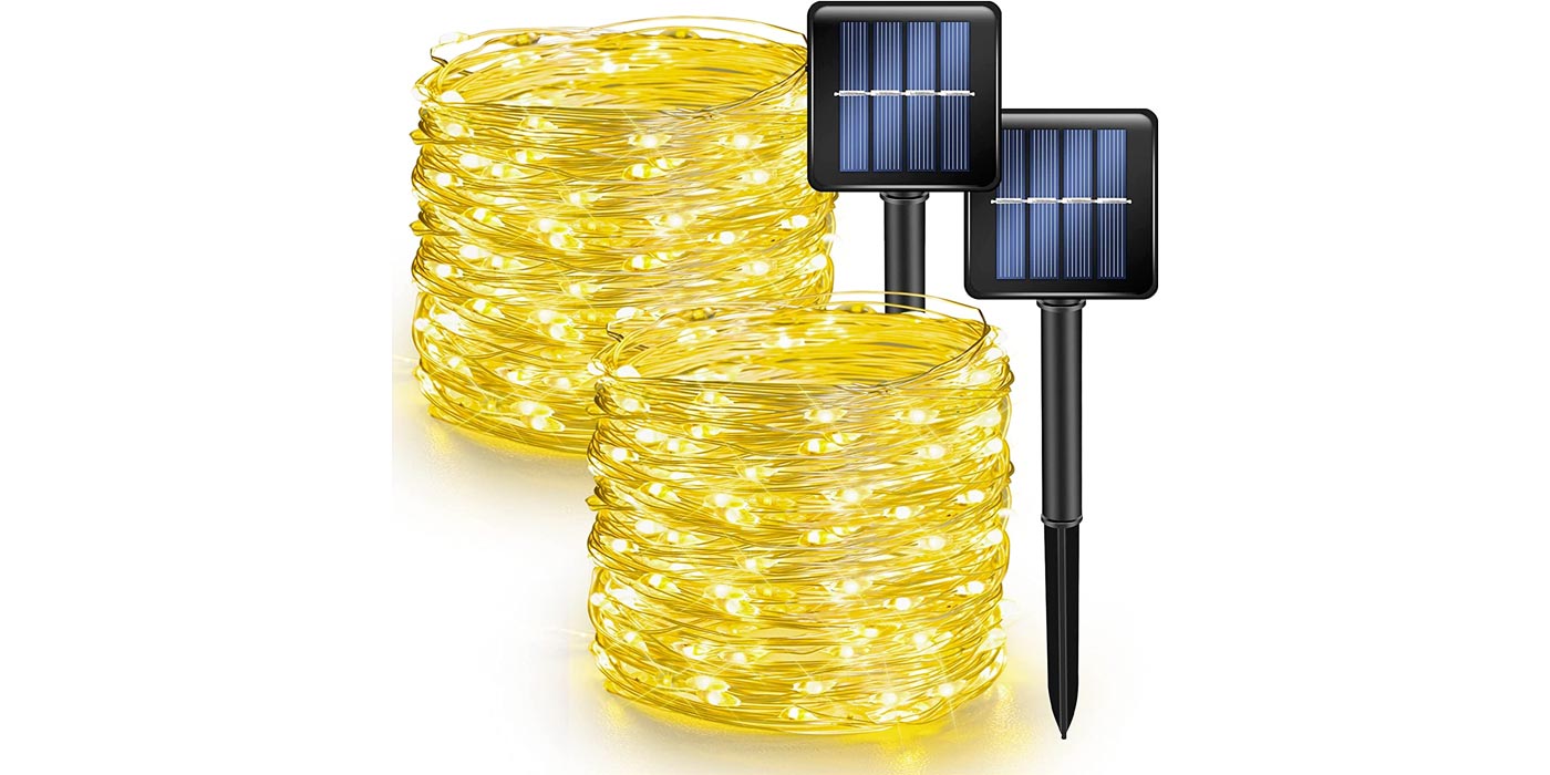 Add two strands of solar-powered outdoor LED string lights for under ...