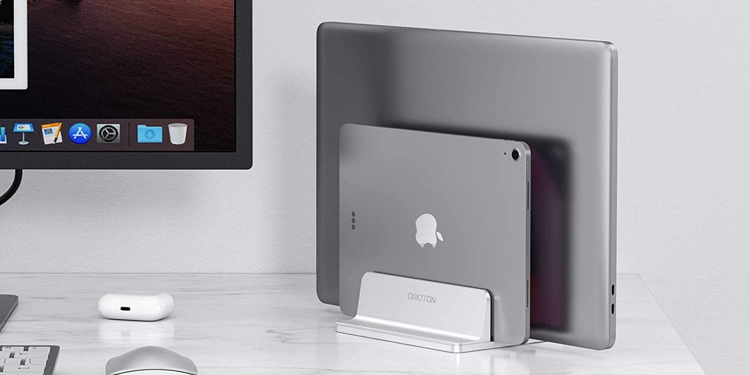 Organize your workspace with OMOTON's metal 2-device MacBook/tablet ...