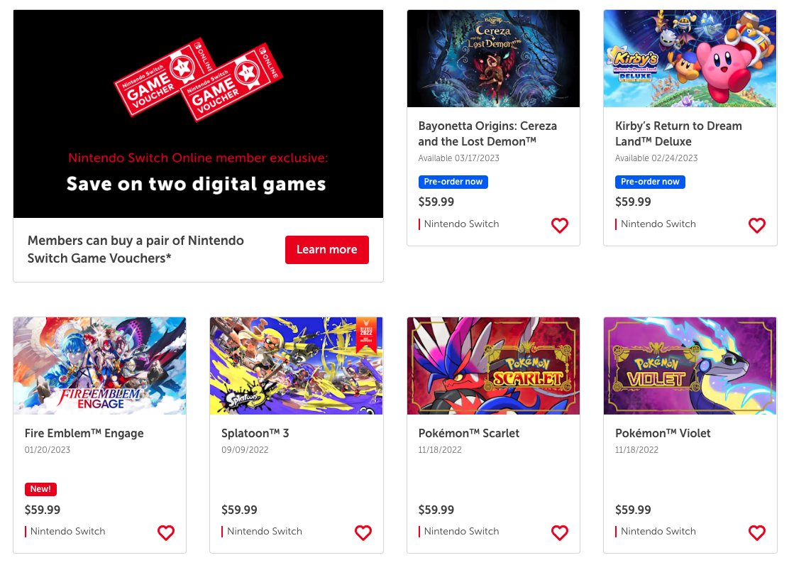 Nintendo vouchers deliver deals on pre-orders and new releases