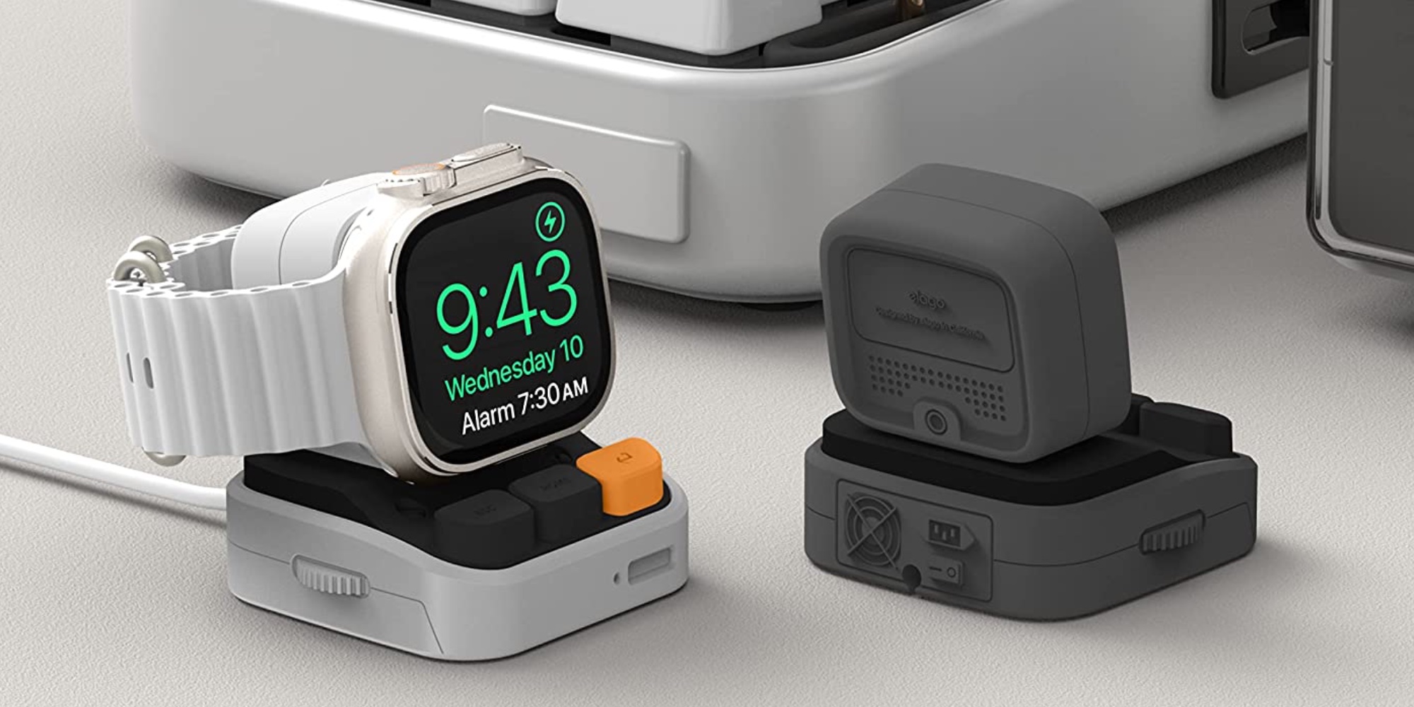 elago W9 Apple Watch stand sports a classic retro computer design