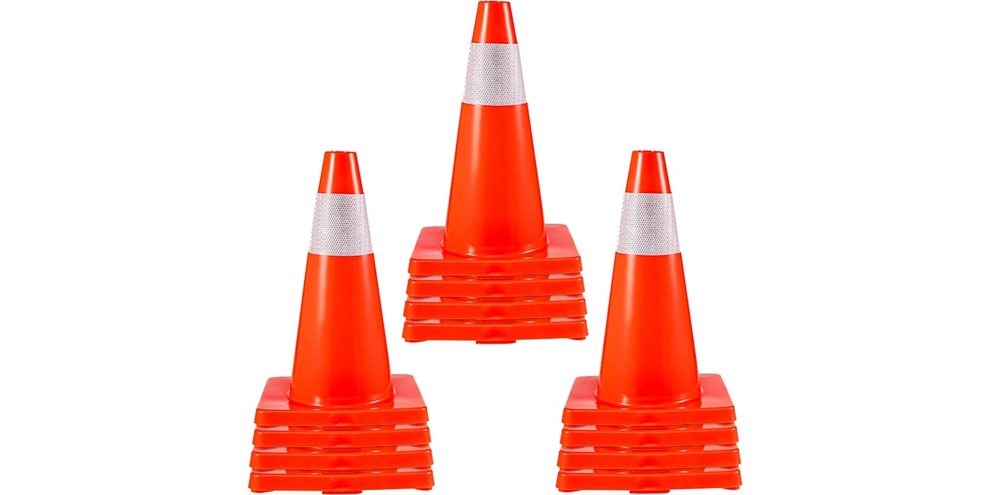 Use 12 of these 18-inch traffic cones to outline your next pick-up ...