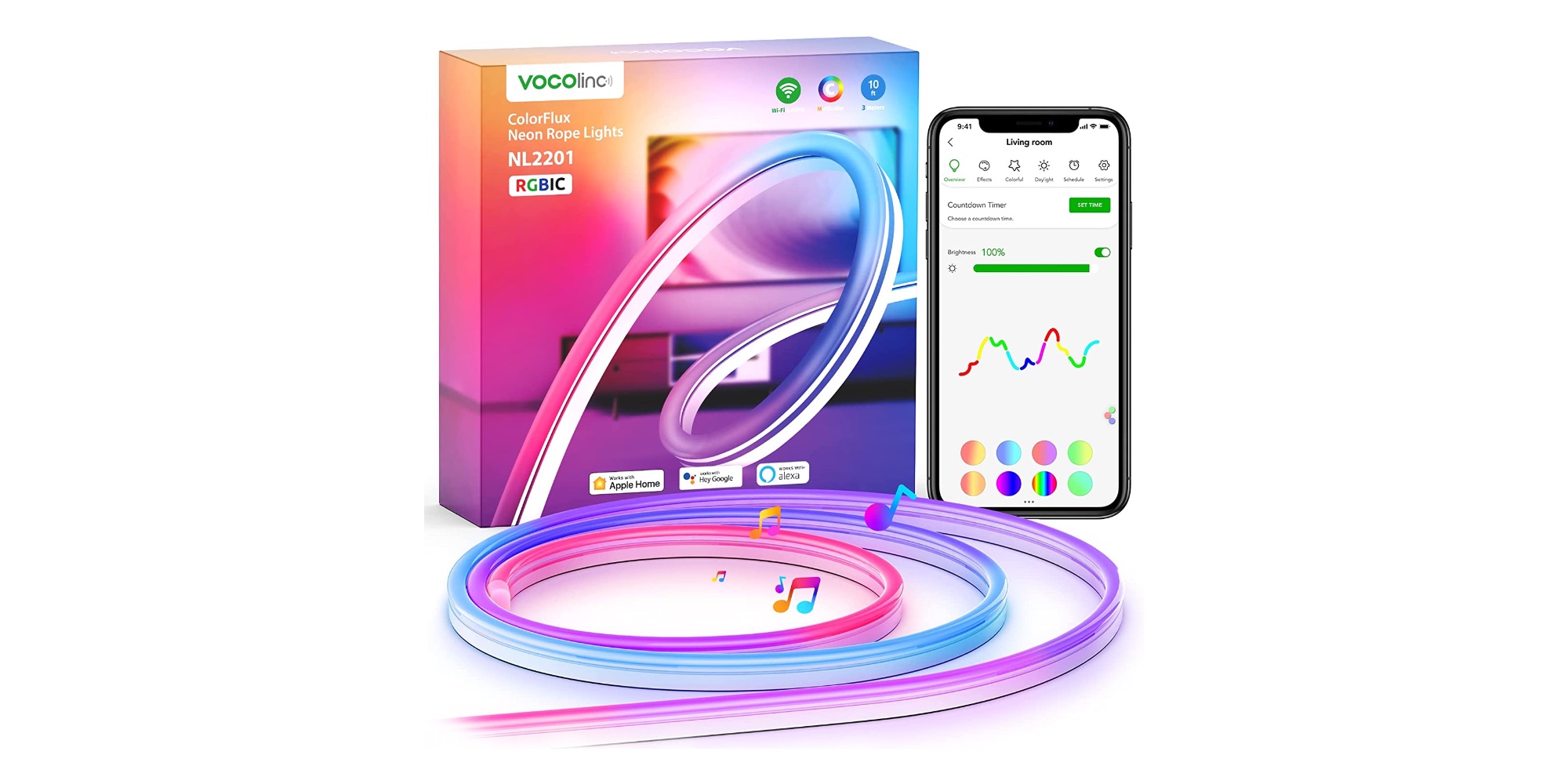 VOCOlinc's Neon Rope Smart Lights work with Siri, Alexa, and Assistant ...