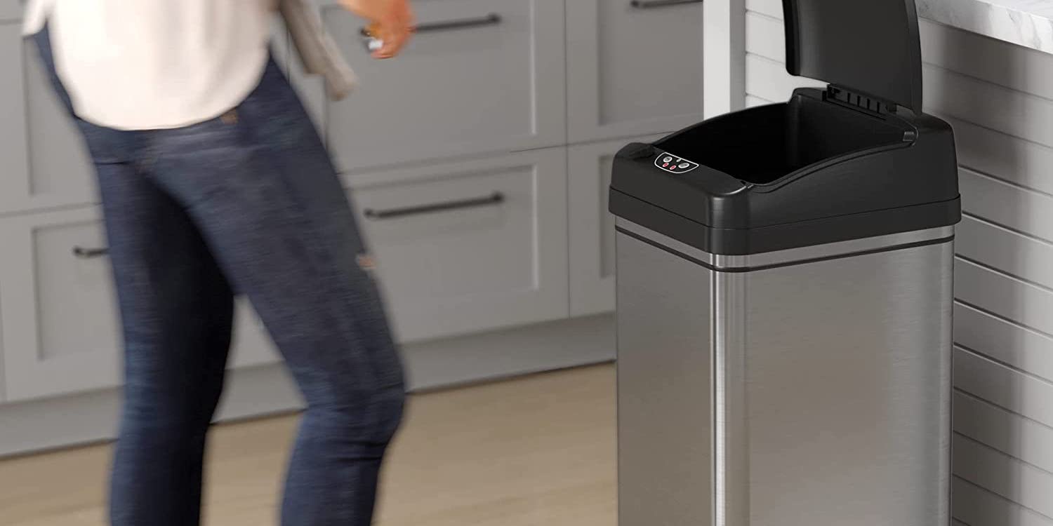 iTouchless motion sensor steel trash cans from $24: Kitchen 13-gallon ...