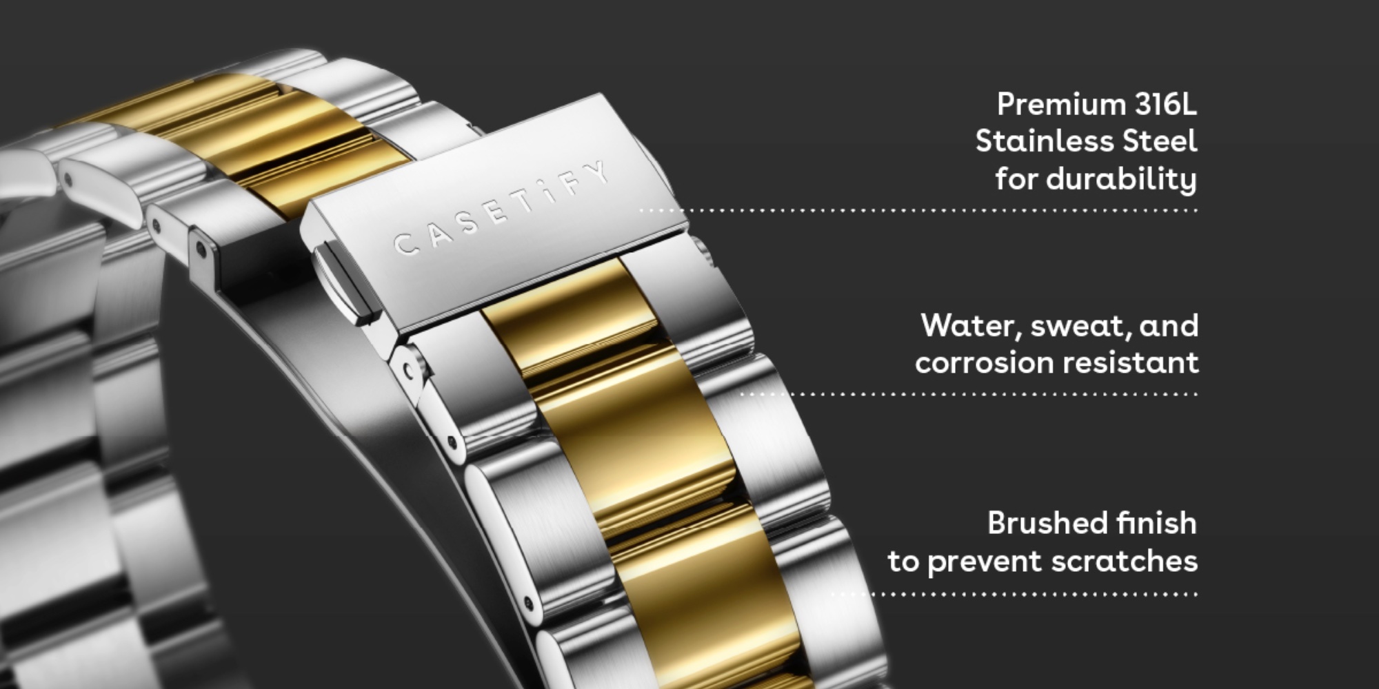 CASETiFY Stainless Steel 3-Link Band launches for Apple Watch