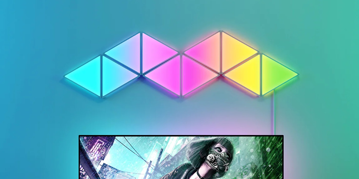 Adorn your walls with a 10-pack of modular Govee Triangle Light Panels ...