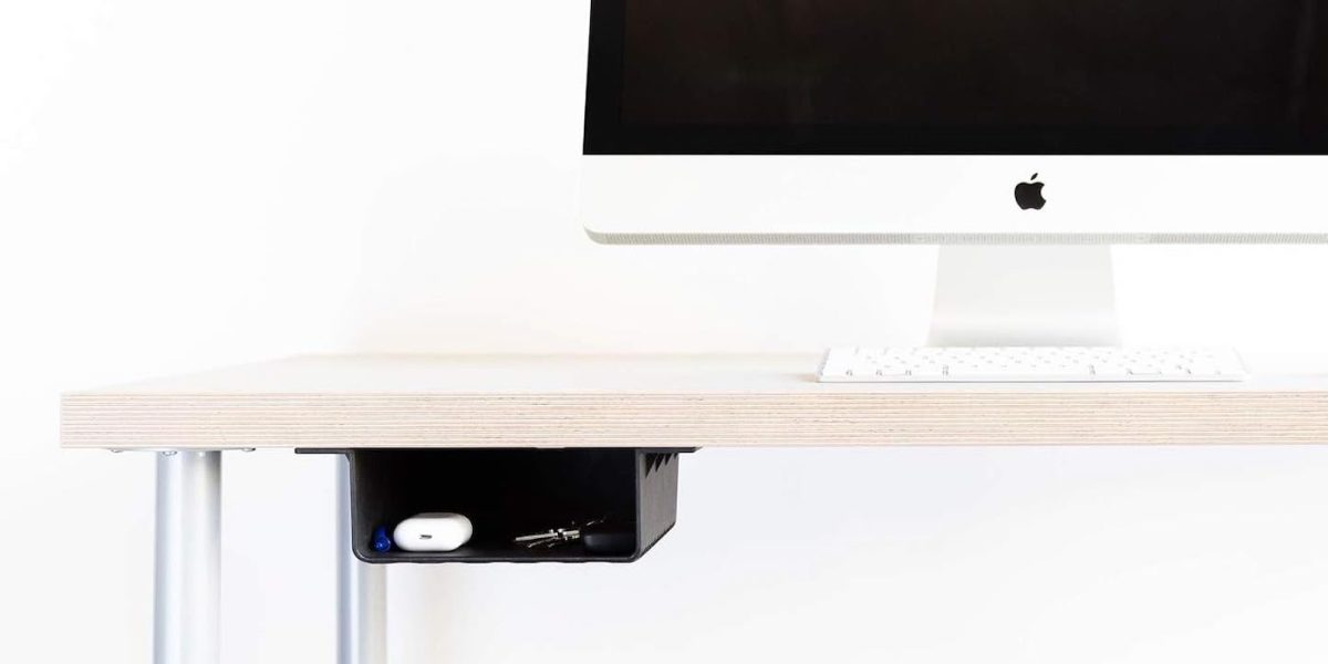Declutter your work surface with Elevation Lab's under-desk shelf at ...