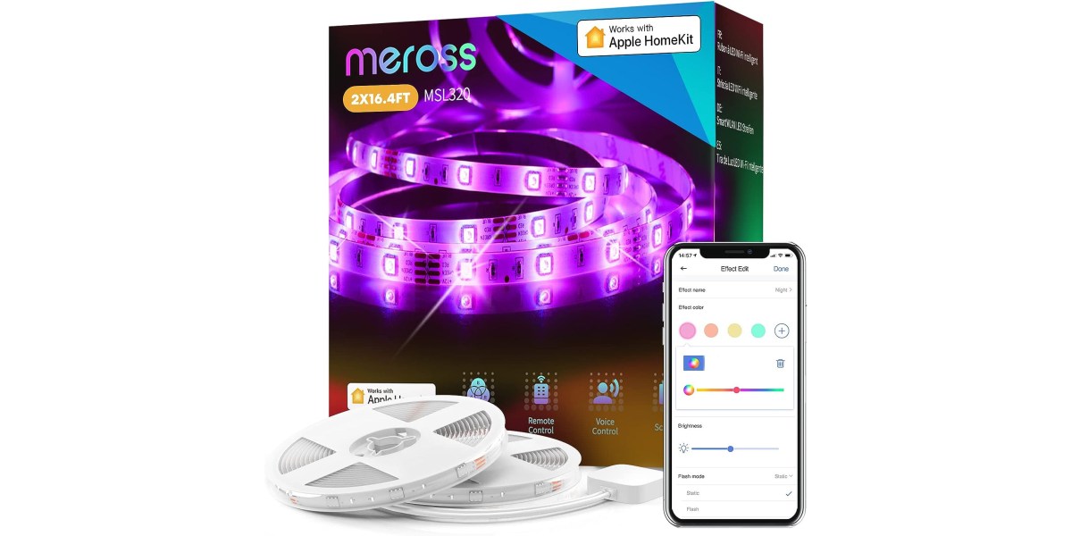 meross 2023 model 32.8-foot color HomeKit light strip with Siri control ...