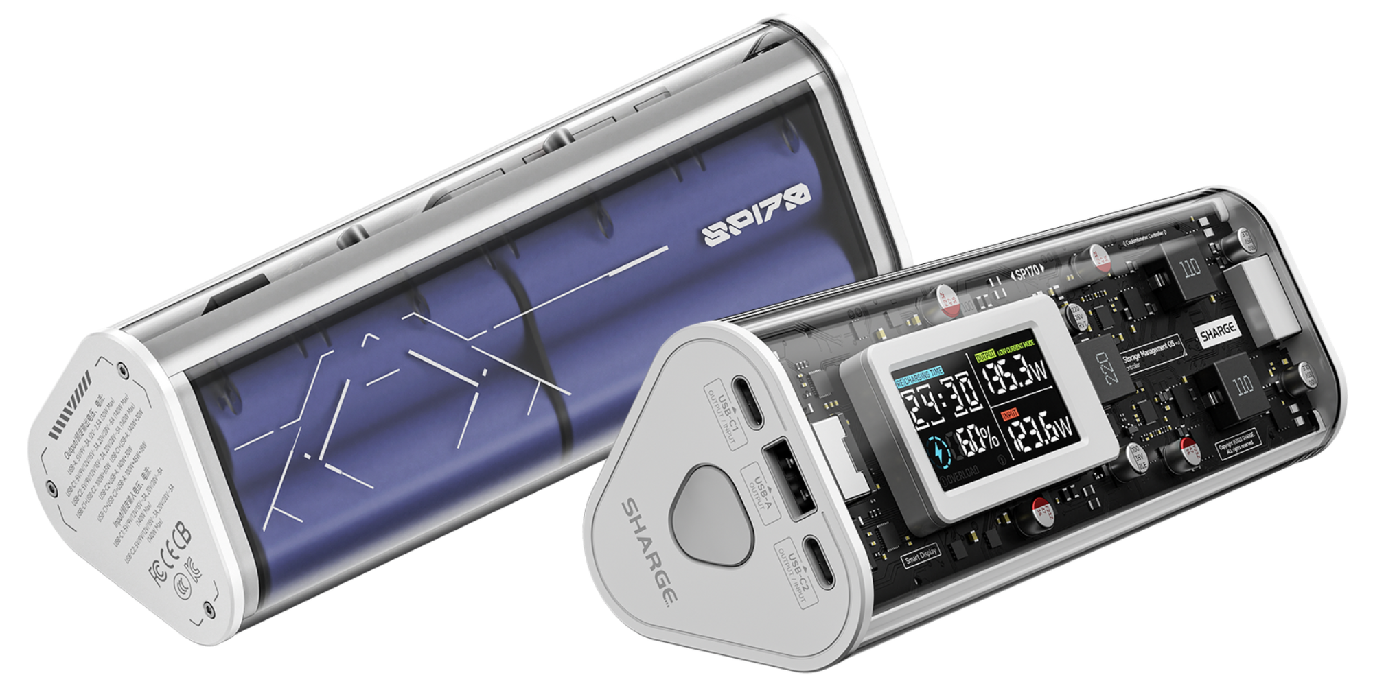 Sharge 170 Power Bank debuts with transparent, triangular build
