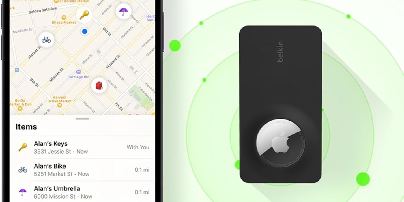 Belkin's rubberized 6mm AirTag wallet card neatly stows an Apple item ...