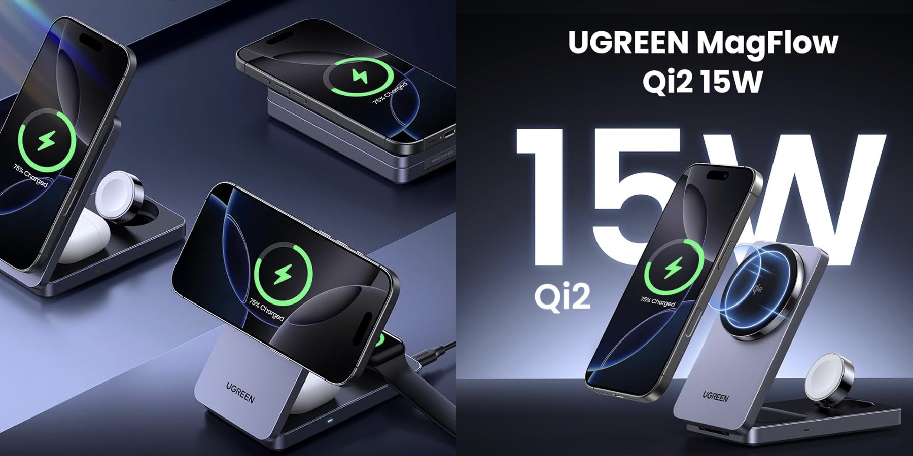UGREEN’s MagFlow Qi2 3-in-1 Charger Station debuts at 20% off