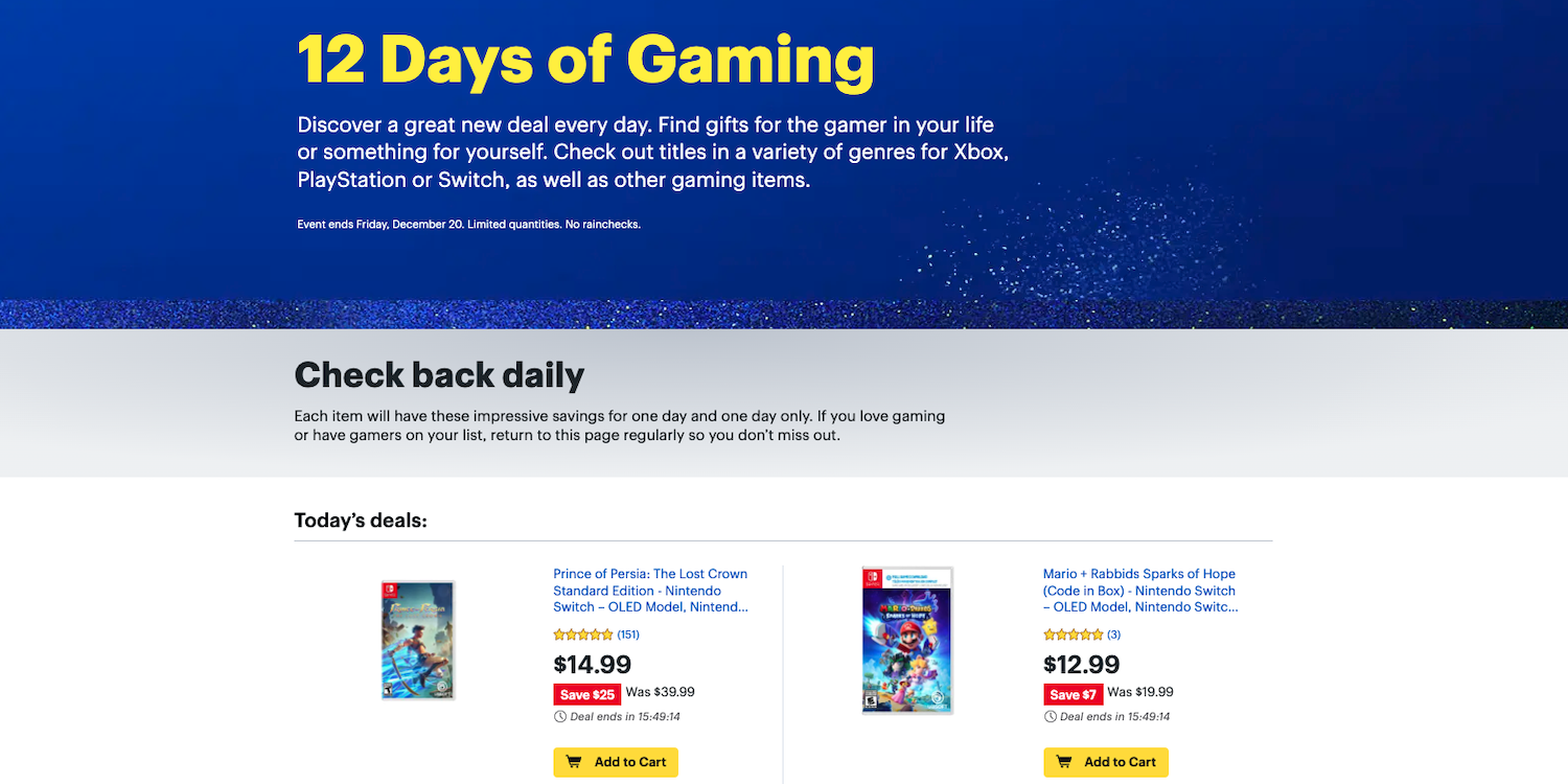 Best Buy's annual 12 Days of Gaming sale now live: Prince of Persia $15 ...