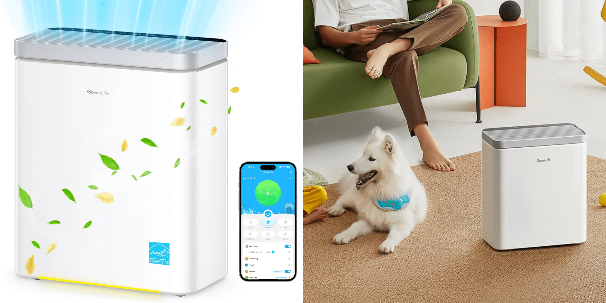 Cleanse 1,046-sq. ft of air per hour with Govee's smart purifier at $58 ...