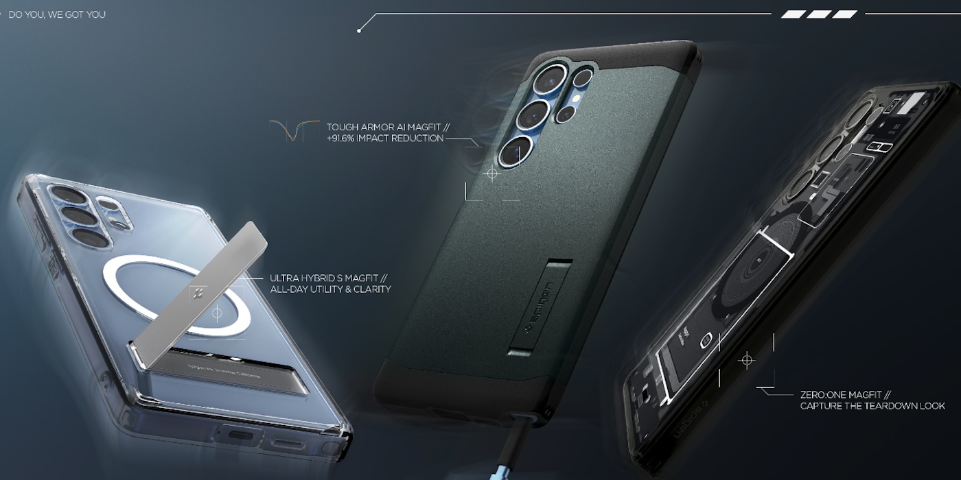 New Spigen Galaxy S25 case lineup with magnetic Qi2 action