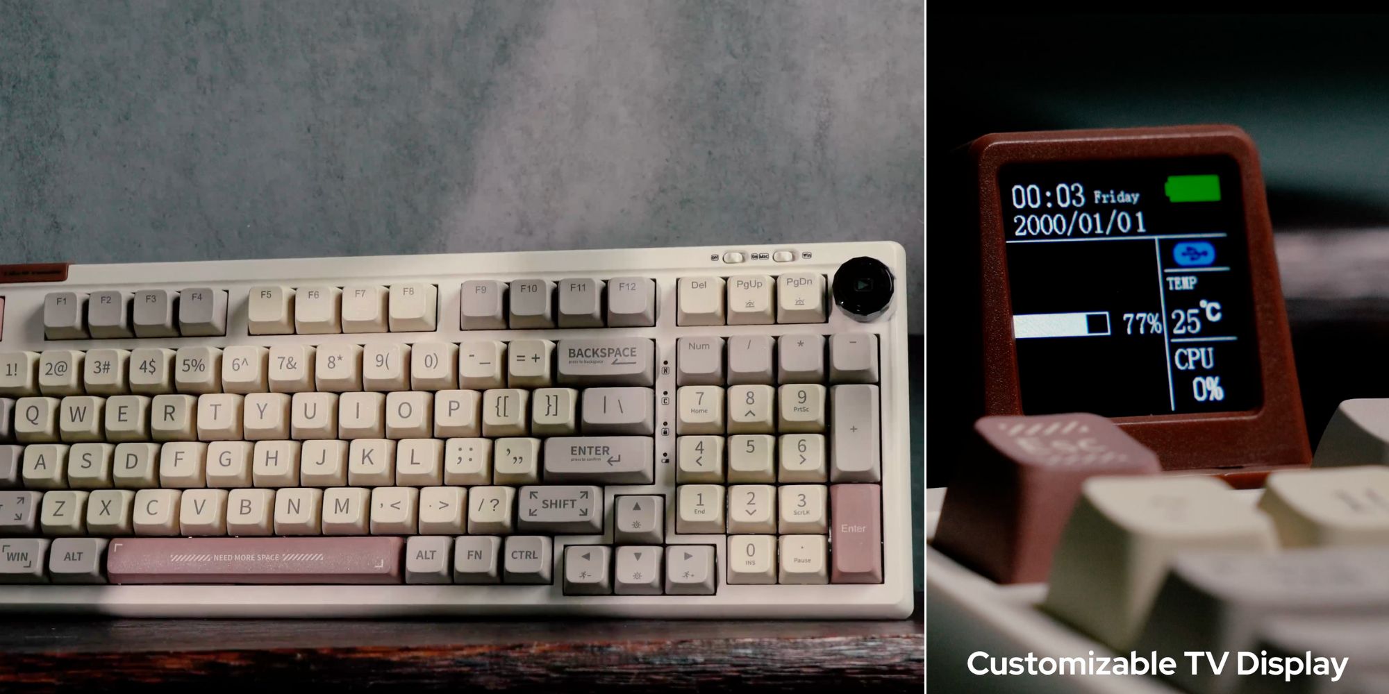 This full-sized wireless mechanical keyboard with detachable display ...