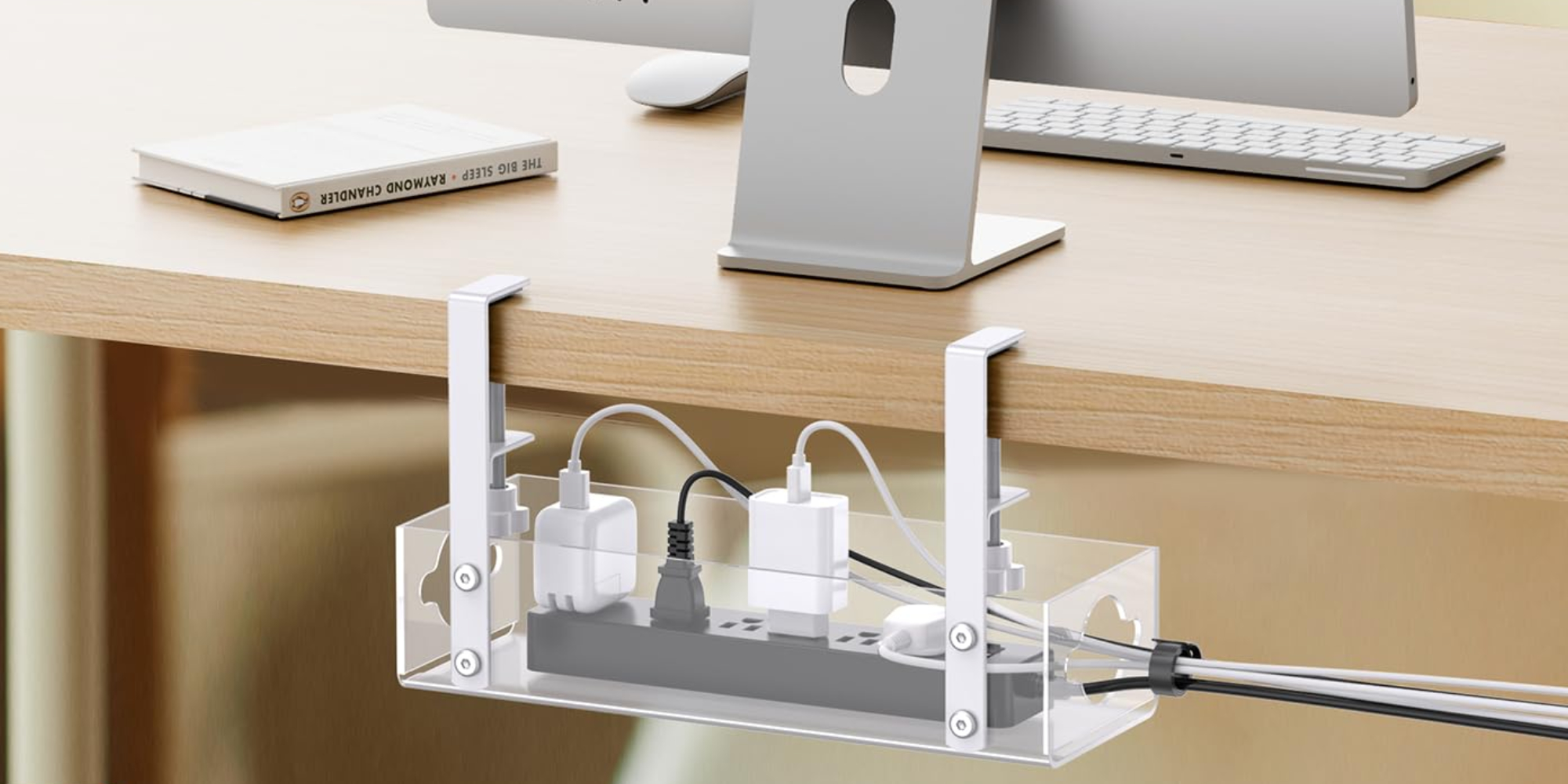 Get that ugly power strip out of sight with this under desk cable ...