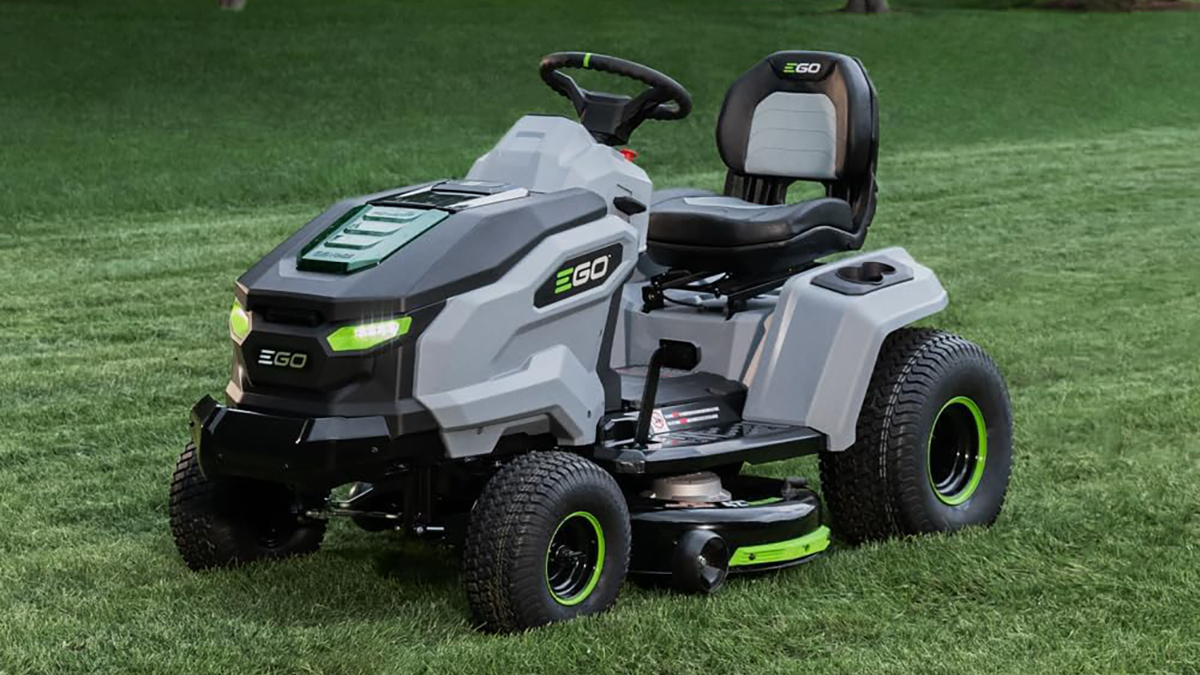 EGO's T6 56V 42-inch cordless riding lawn tractor with six 6.0Ah ...