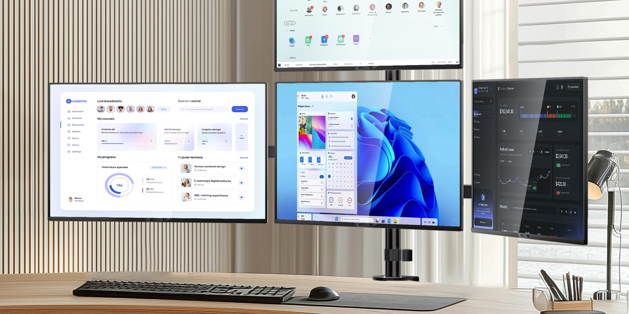 Go wild with this new-release quad monitor desk mount at $84 shipped ...