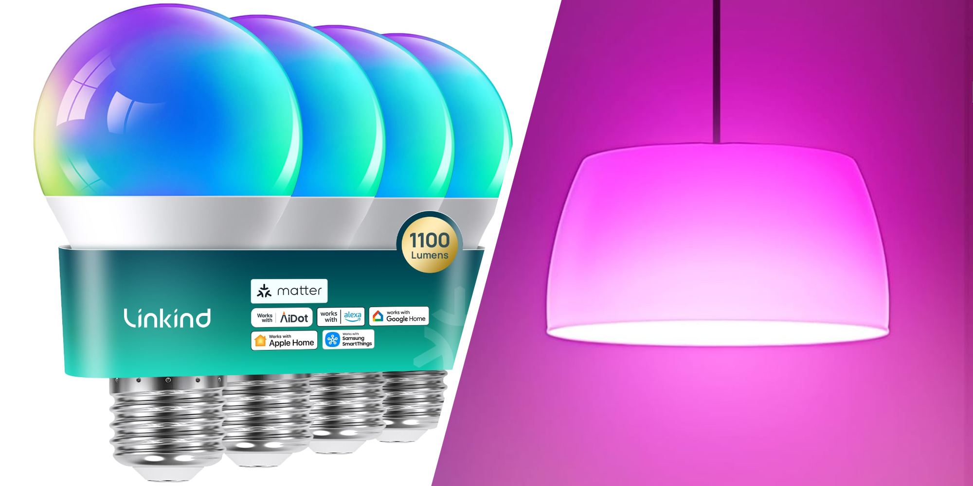 This 4-pack of 1,100-lumen Matter RGB smart bulbs are under $8 each ...