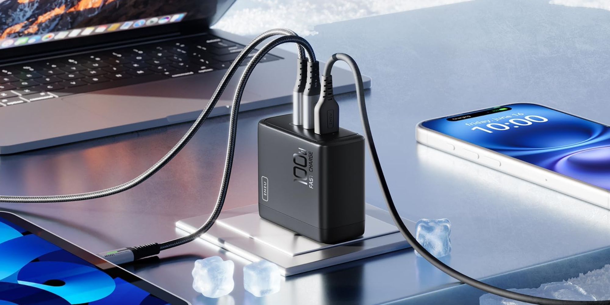 This 100W 3-port USB-C wall charger ships with a cable and is nearly 50 ...