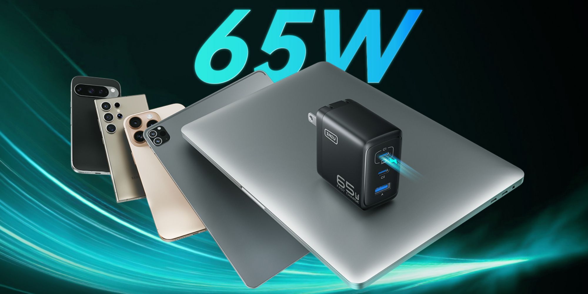 This 65W 3-port USB-C charger can fast charge multiple devices on the ...