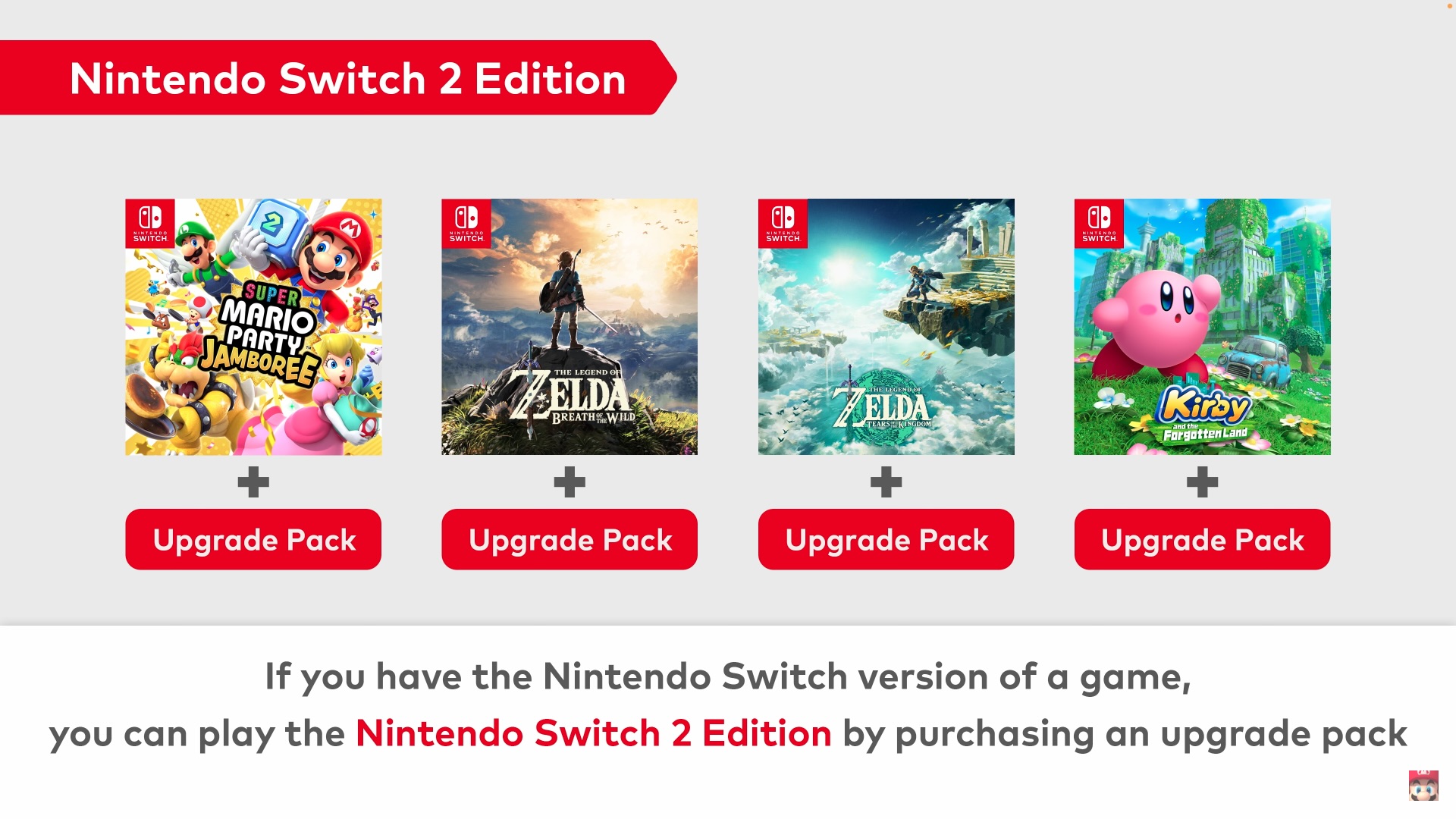 Nintendo Switch 2 Edition games and upgrade pack price
