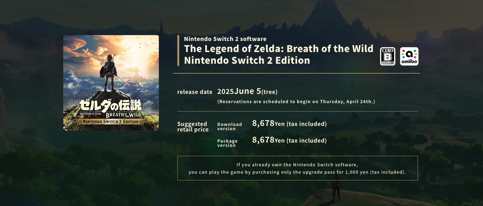 Nintendo Switch 2 Edition games and upgrade pack price