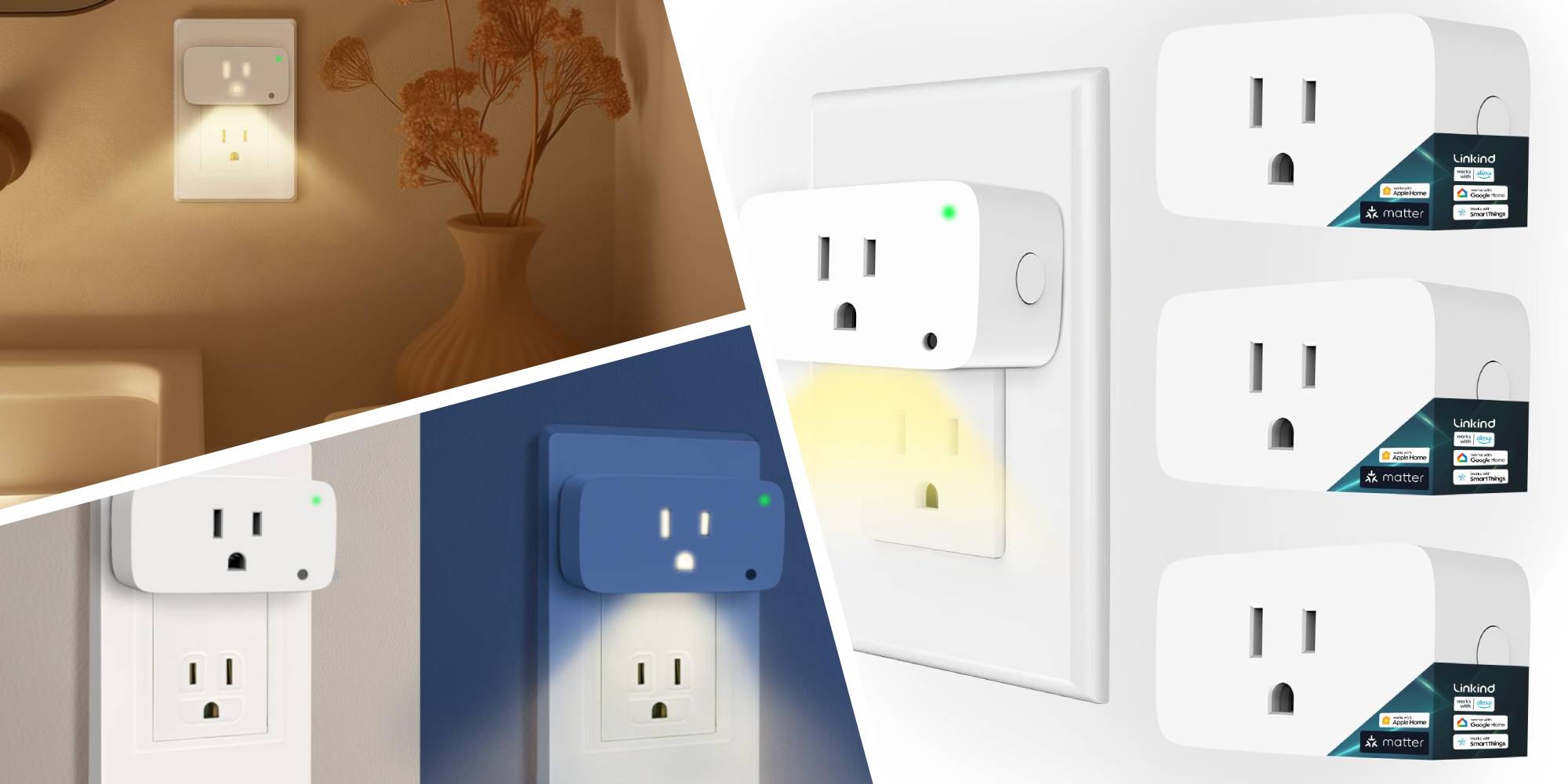 This 4-pack of new-release Matter smart plugs sport integrated night ...