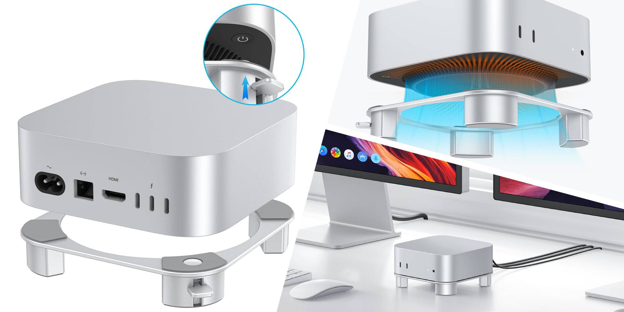 New M4 Mac mini aluminum stand makes the power button easily accessible ...