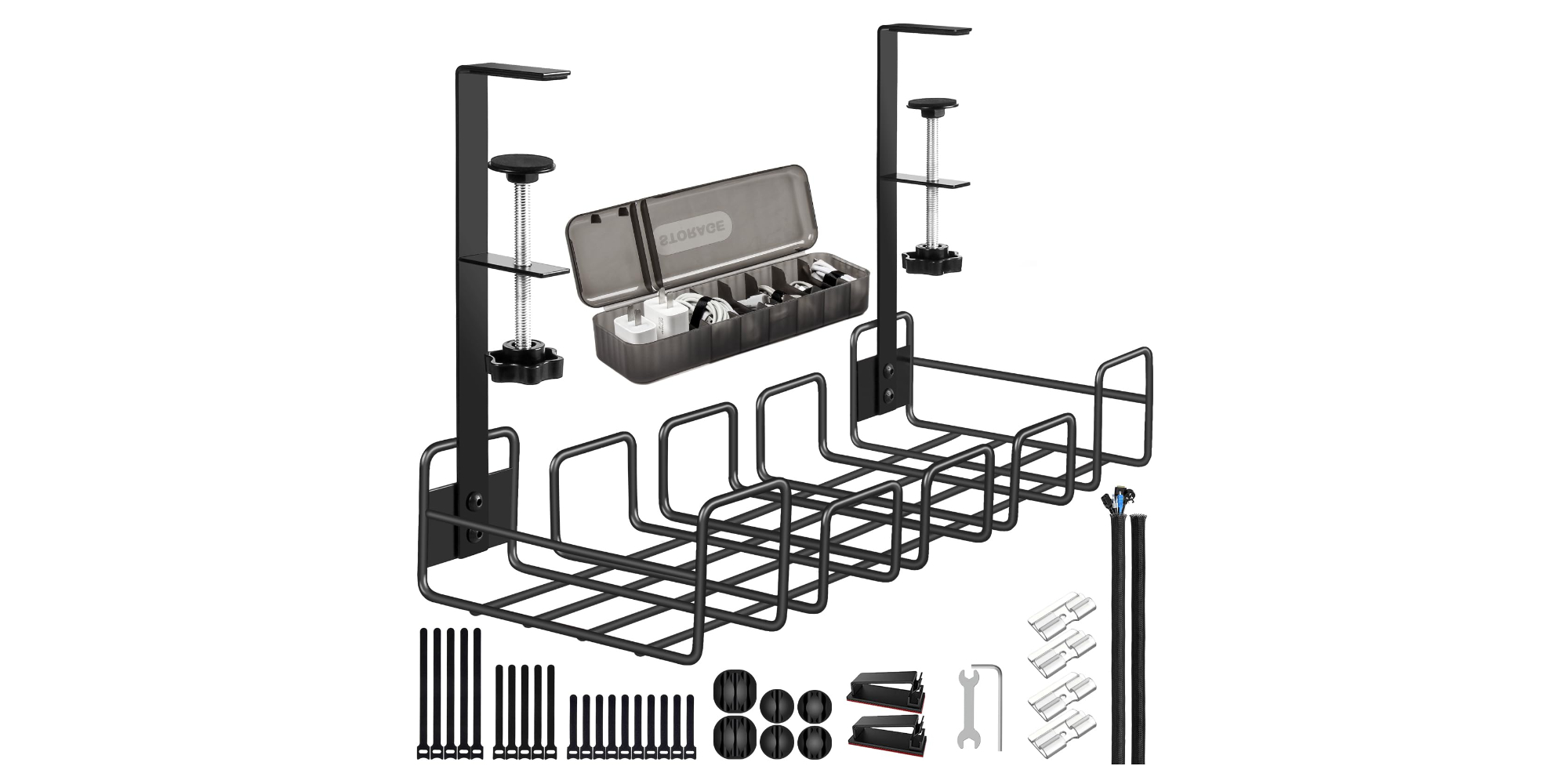Get those cords out of sight with this under-desk cable management kit ...