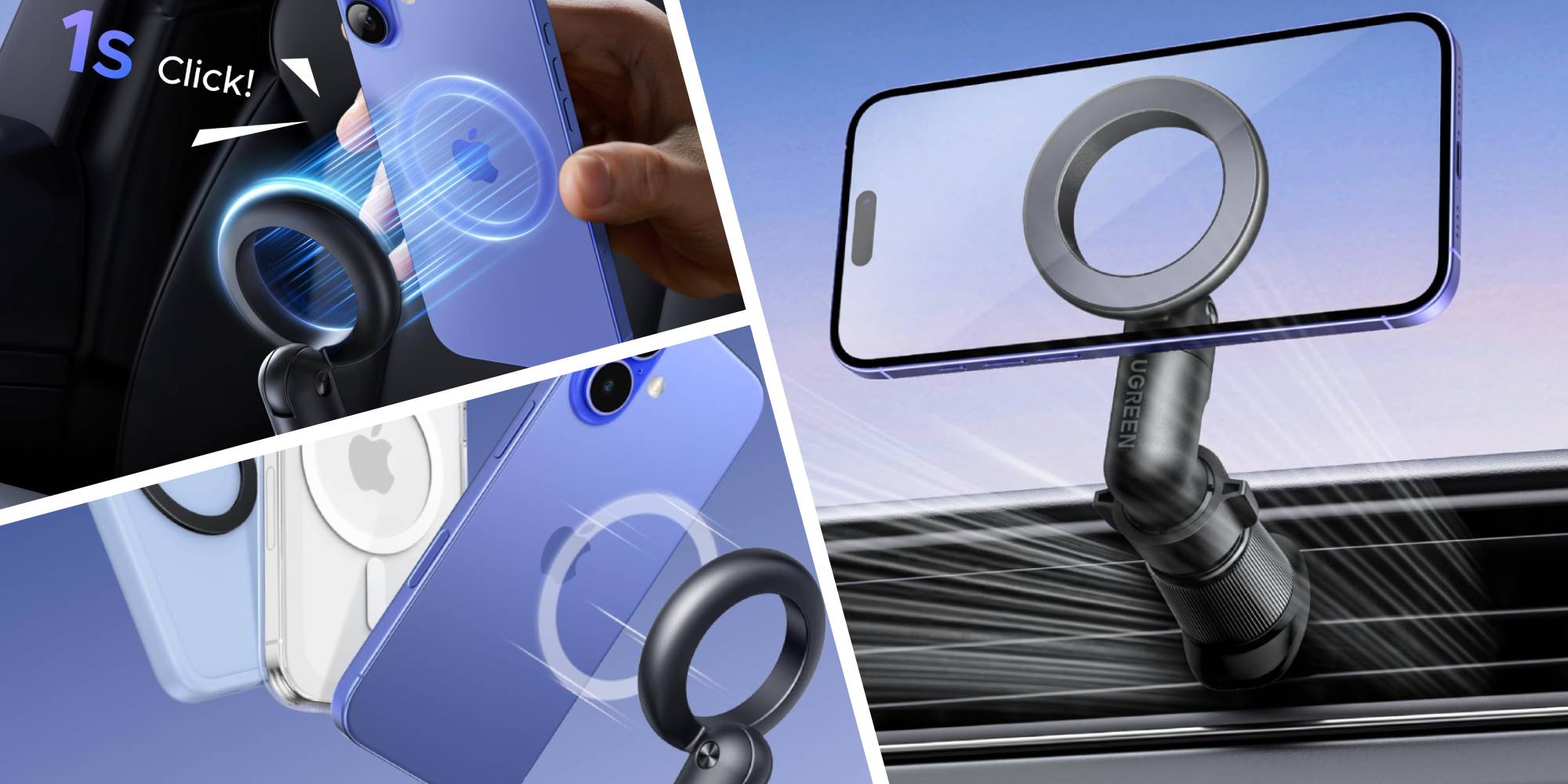 UGREEN's latest MagSafe car mount with modern design and three ...