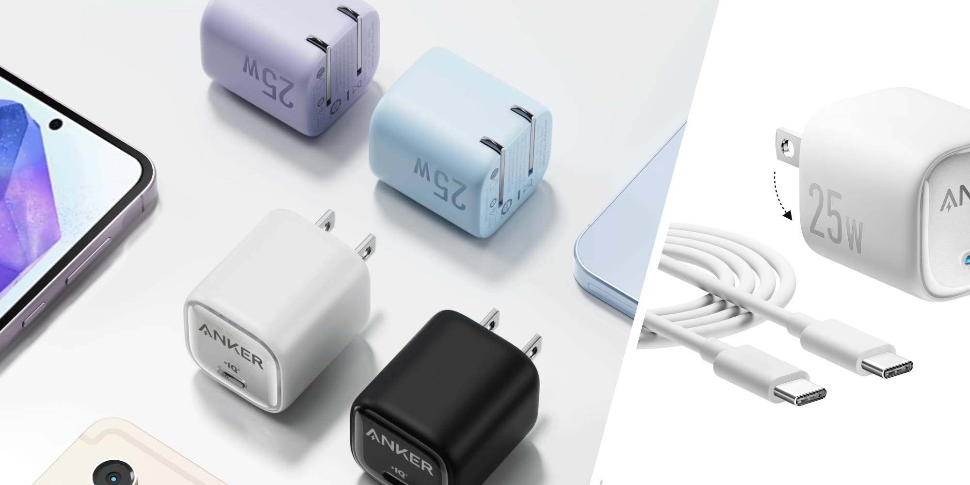 Anker's small and colorful 25W wall chargers come with a matching USB-C ...