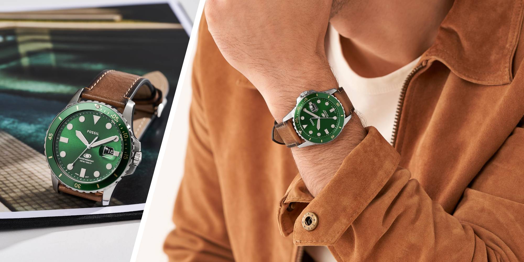 Fossil's eye-catching Dive LiteHide Leather Watch offers Rolex ...