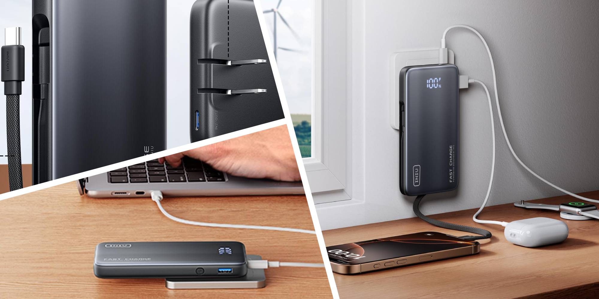 This 45W 10K mAh power bank plugs right into the wall and has a ...