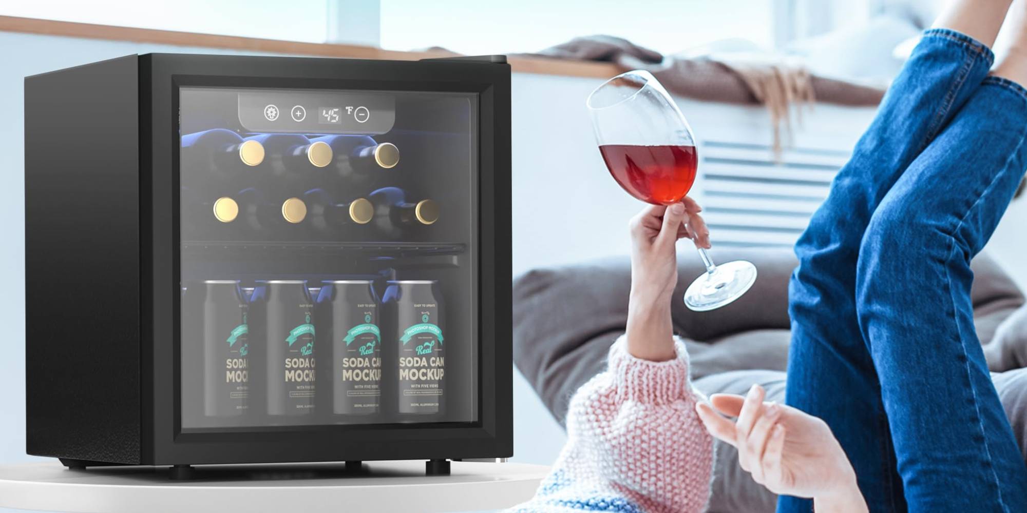 Add this sleek metal and glass 48-can mini fridge to your office for ...