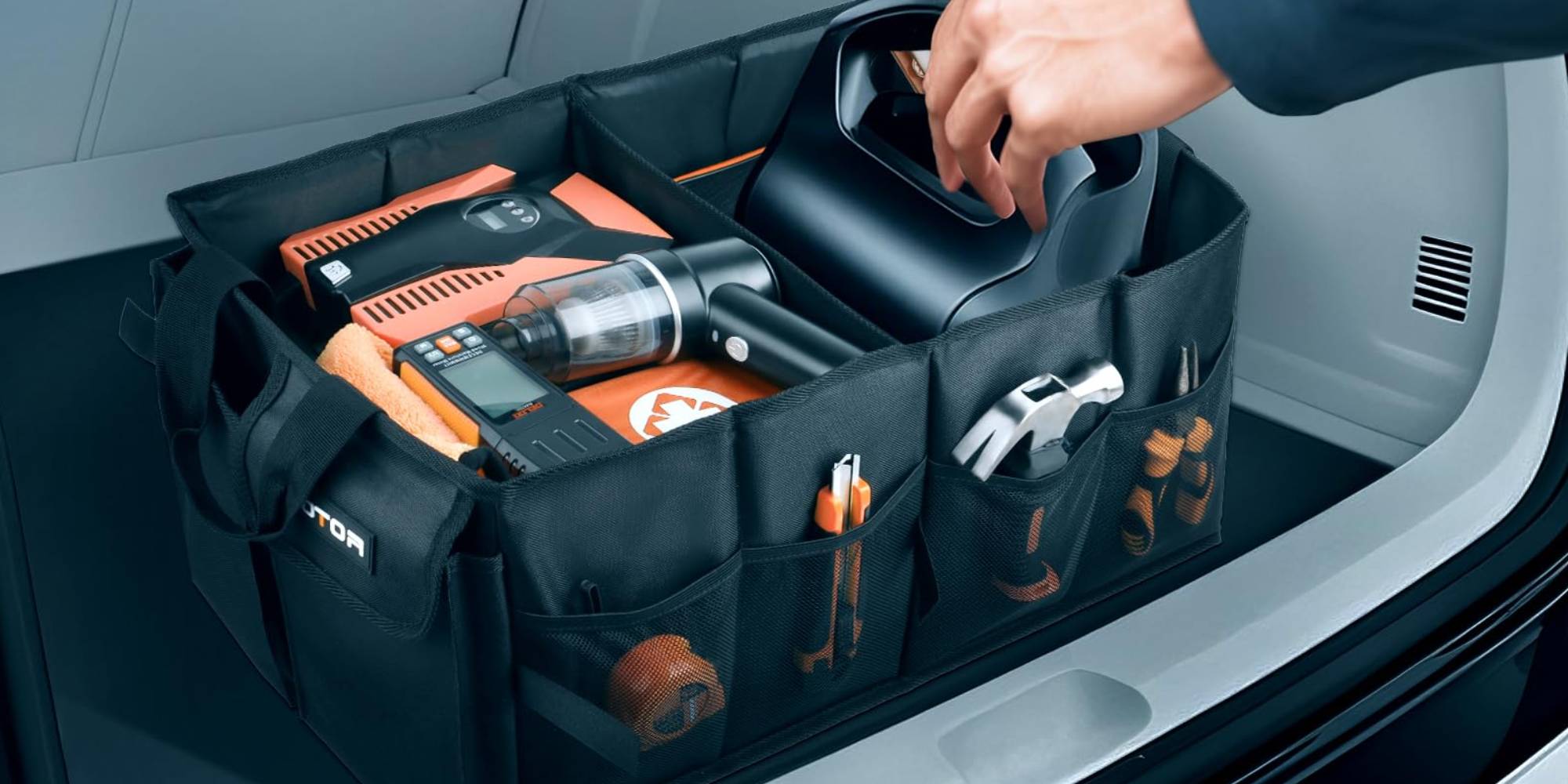 Keep things from rolling around while you drive with this collapsible ...