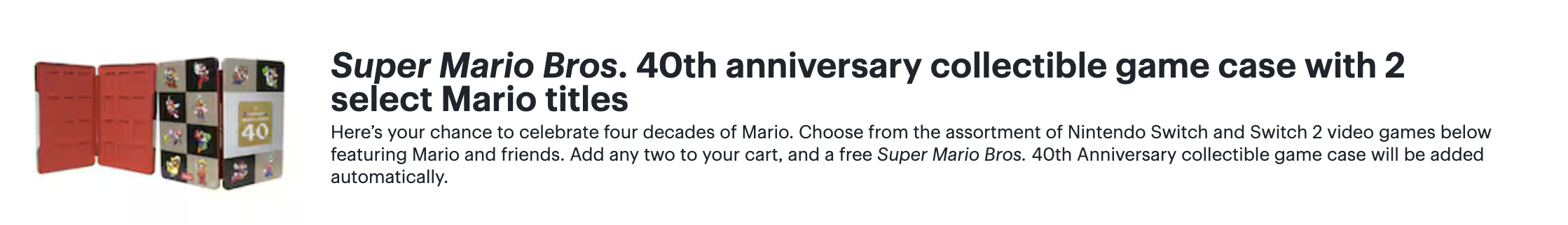 New Mario Bros. 40th anniversary collectible game cases, FREE poster ...